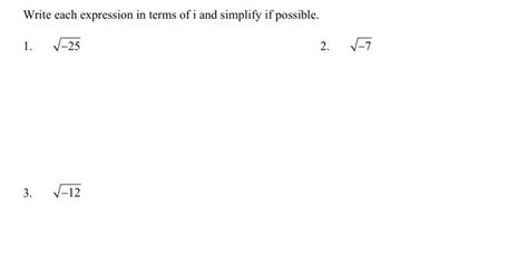 Solved Write Each Expression In Terms Of I And Simplify If