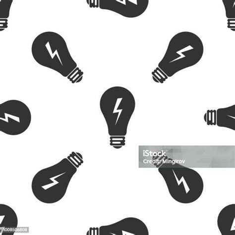 램프 부호입니다 흰색 바탕에 번개 기호 아이콘 완벽 한 패턴으로 전구 아이디어 기호입니다 평면 디자인입니다 벡터 일러스트 레이