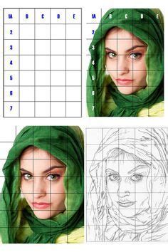 Two Pictures Of A Woman With Green Headscarves One Is Drawn In Graph Paper