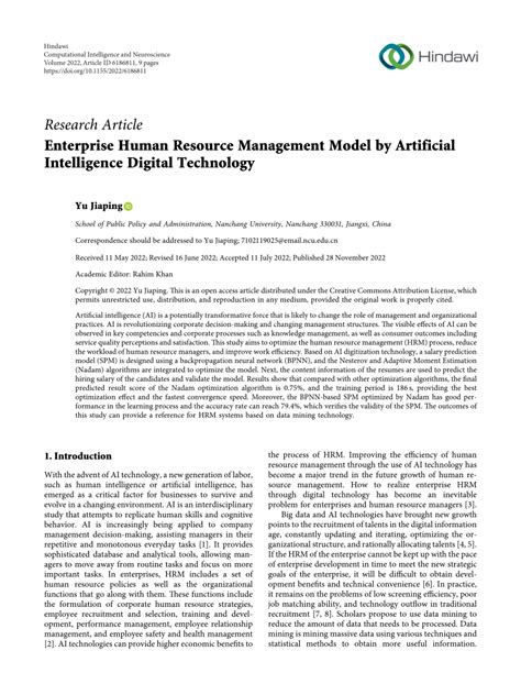 Pdf Enterprise Human Resource Management Model By Artificial Intelligence Digital Technology