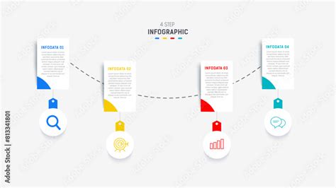 Four Step Infographic Element Design Vector Template For Presentation Process Diagram And