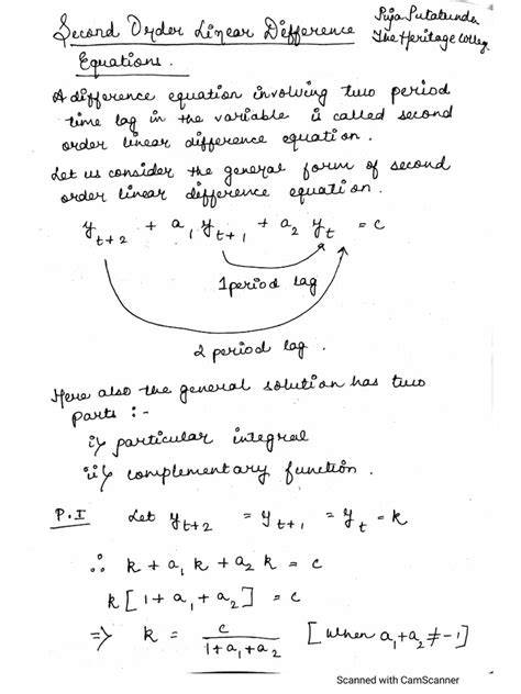 Second Order Difference Equations 6 Pdf