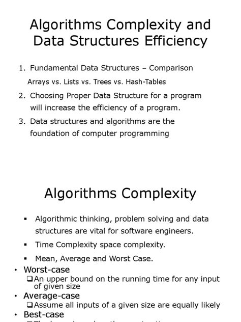 Algorithms Complexity And Data Structures Efficiency Pdf