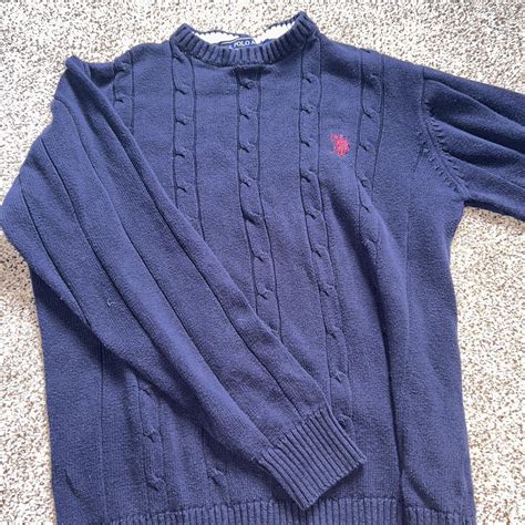 Vintage Us Polo Assn Blue Sweater Navy Color Great Depop
