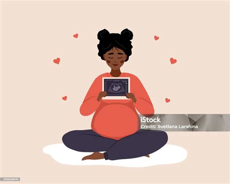 아기의 초음파 아프리카 임산부 자궁 속의 배아 아기 건강 진단 초음파 개념 평면 만화 스타일의 벡터 일러스트 레이 션 초음파에 대한 스톡 벡터 아트 및 기타 이미지 Istock