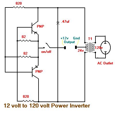 12 VDC To 120 VAC Inverter Circuit Power Supply Diagram And Circuit