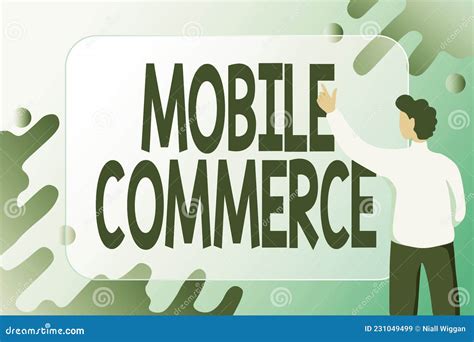 Conceptual Caption Mobile Commerce Word Written On Using Mobile Phone To Conduct Commercial
