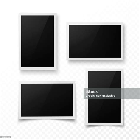 그림자와 사진 프레임의 집합입니다 현실적인 사진 이미지 또는 Pictere 국경 템플릿 빈 사진입니다 투명 한 배경에서 분리 하는 벡터 일러스트 레이 션 즉석 인화 전송에