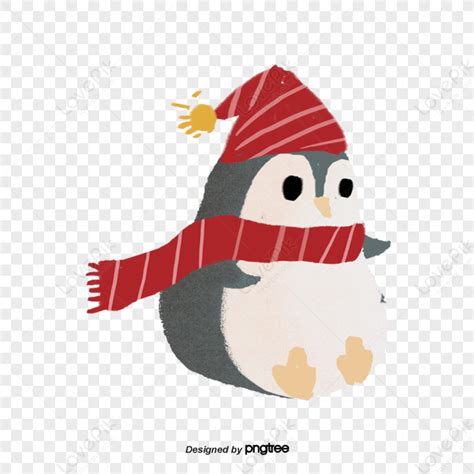 귀여운 일러스트 펭귄이 빨간 모자를 쓰고 있어요요약카드 Png 일러스트 무료 다운로드 Lovepik