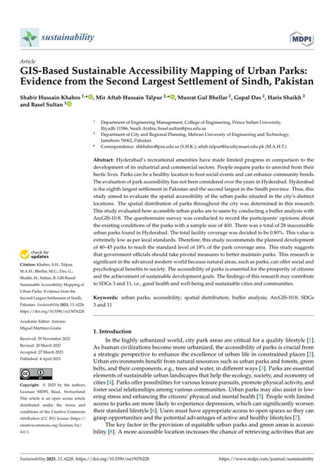 PDF GIS Based Sustainable Accessibility Mapping Of Urban Parks Evidence From The Second