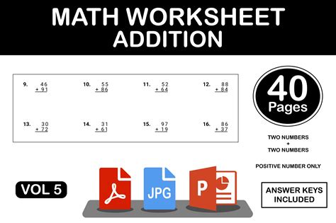 Addition Workbook Math Worksheets Vol 5 Graphic By Designood · Creative Fabrica