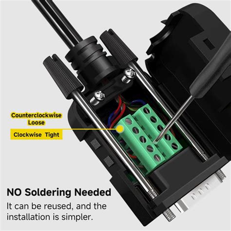 Getuscart Yiovvom Db9 Breakout Connector To Wiring Terminal Rs232 D Sub Male Serial Adapters