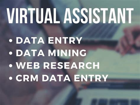 virtual assistant for all data entry data mining web research and excel