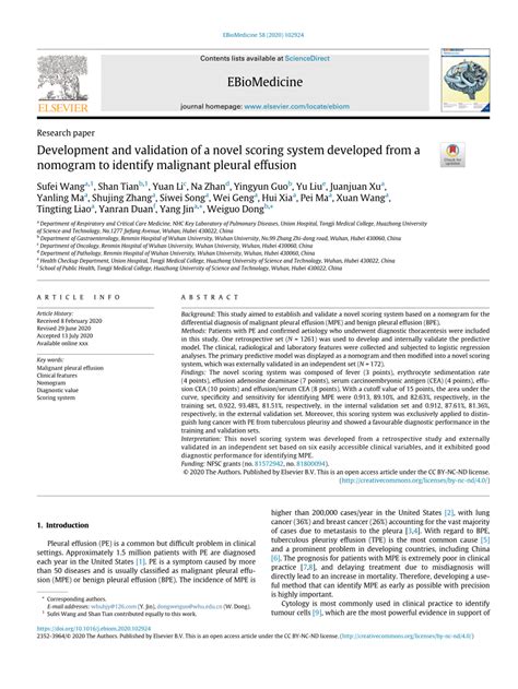 Pdf Development And Validation Of A Novel Scoring System Developed From A Nomogram To Identify