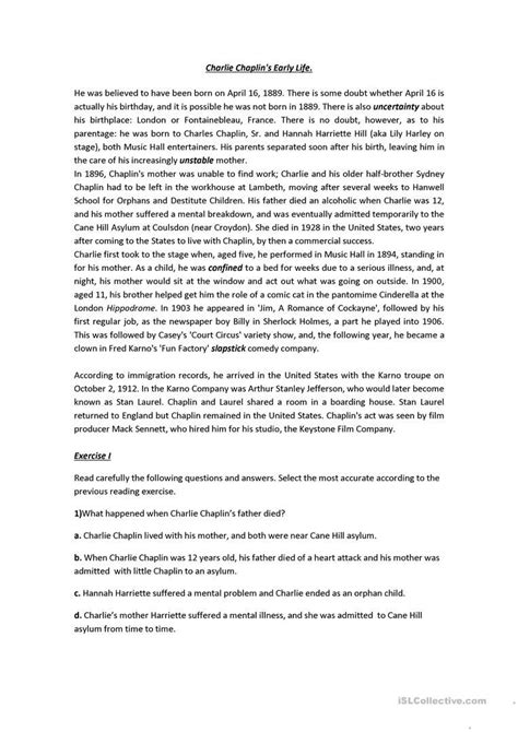 Copy Reading Exercises English For Elementary Comprehension