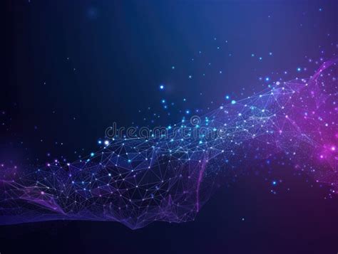 Blue Particles Wave Background Abstract Dynamic Mesh Big Data Technology Stock Illustration