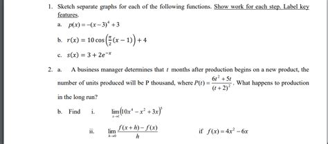 Solved 1 Sketch Separate Graphs For Each Of The Following