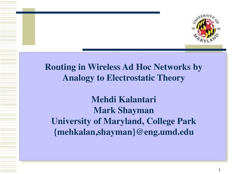 Routing In Wireless Ad Hoc Networks By Analogy To Electrostatic Theory