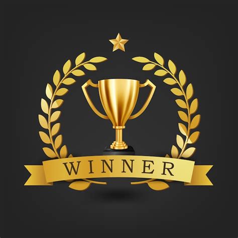 Premium Vector Realistic Golden Trophy With Gold Laurel Wreath