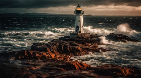 폭풍우 치는 파도와 함께 바다에 서 있는 등대 그림 등대 배경 일러스트 및 사진 무료 다운로드 Pngtree