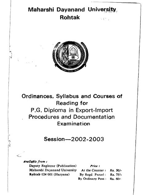 p g diploma in export import procedures and documentation pdf