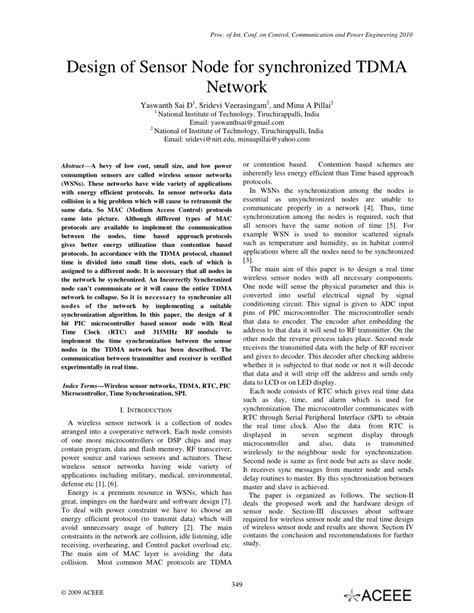 Pdf Design Of Sensor Node For Synchronized Tdma Network