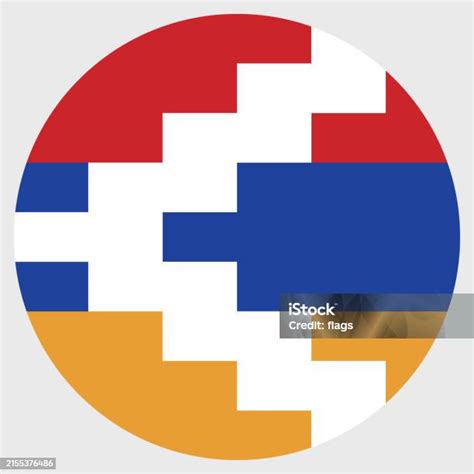 Artsakh 서클 플래그입니다 아르차흐 공화국 국기 플래그 아이콘입니다 표준 색상 둥근 깃발 컴퓨터 일러스트레이션 디지털