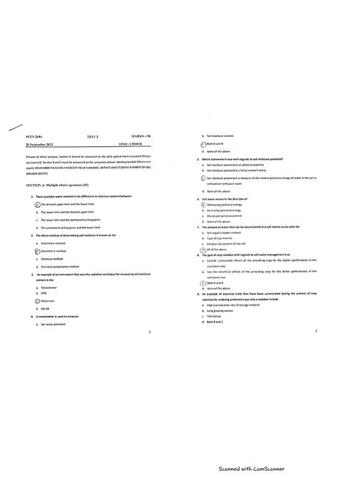 SCCS Semester Test SCCS Studocu