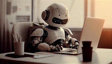 Automation Worker Concept With 3d Rendering Cyborg Or Robot Work On