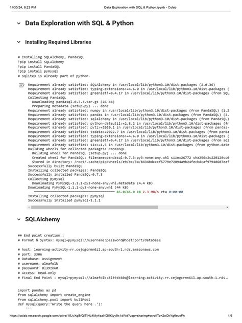 Data Exploration With Sql And Python Ipynb Colab Pdf Computing