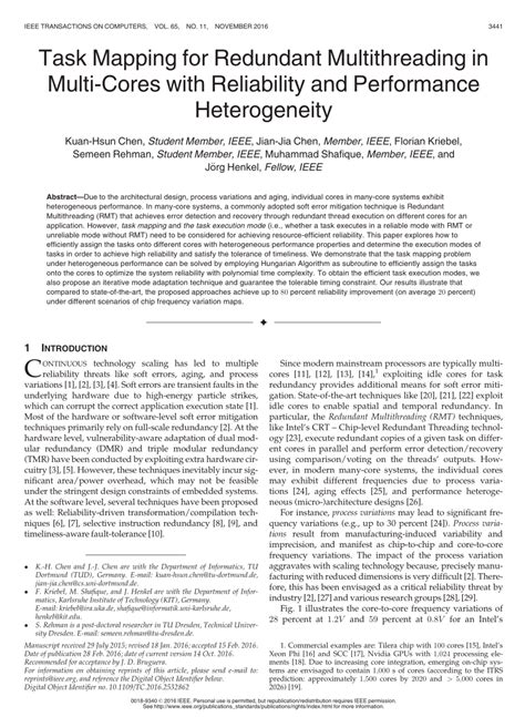 Pdf Task Mapping For Redundant Multithreading In Multi Cores With Reliability And Performance