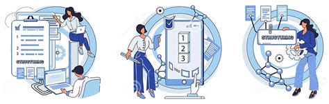 Workflow Progress In Business Is Achieved Through Efficient Workflow Organization Stock Vector