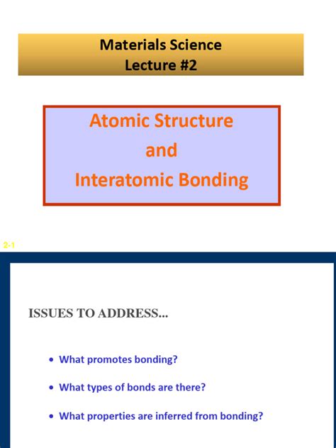 Materials Science Lecture 2 Atomic Structure Pdf Chemical Bond Ion