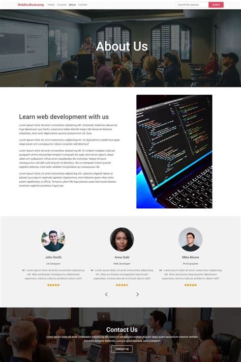 responsive bootstrap 5 website using material design about page