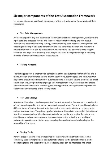 Six Major Components Of The Test Automation Frameworkspdf