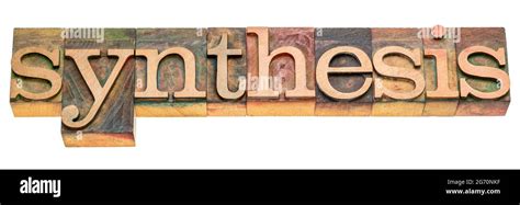 Synthesis Isolated Word In Vintage Letterpress Wood Type The Combination Of Ideas To Form A