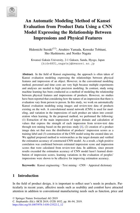 Pdf An Automatic Modeling Method Of Kansei Evaluation From Product Data Using A Cnn Model