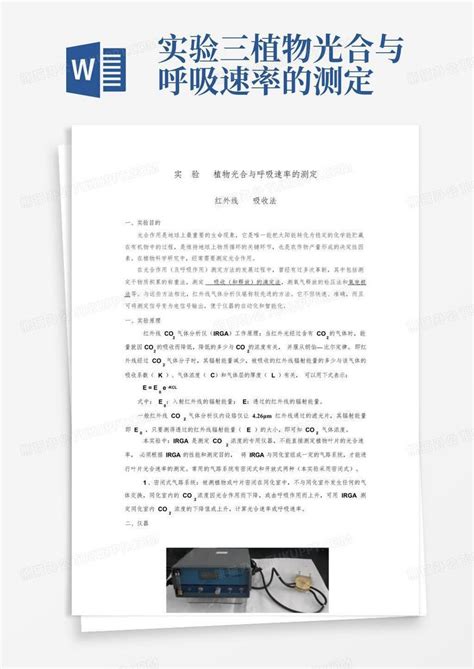 实验三植物光合与呼吸速率的测定word模板下载编号qbbmpzxn熊猫办公