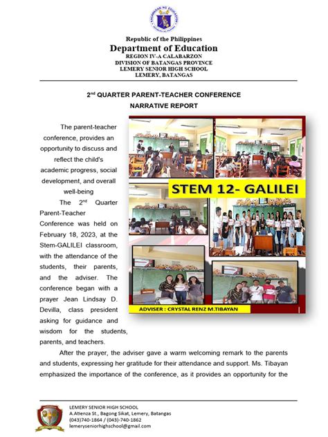 2nd Quarter Ptc Narrative Report Stem 12 Galilei Pdf Behavior