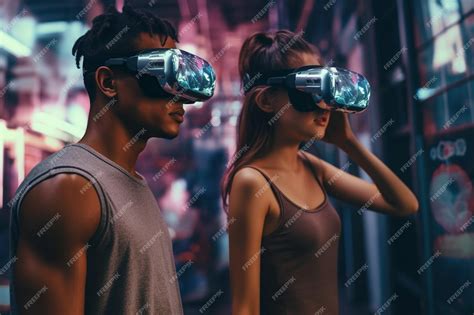 Premium Photo Man And Woman Using Augmented Reality Technology
