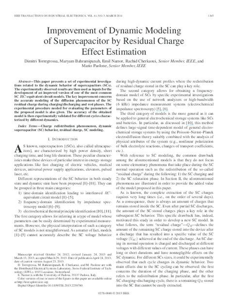 Pdf Improvement Of Dynamic Modeling Of Supercapacitor By Residual Charge Effect Estimation