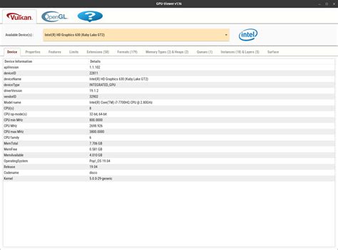 Gpu Viewer V Released A Front End To Vulkaninfo Glxinfo Es Ifno And Clinfo R Linux