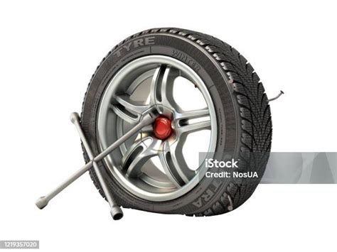 타이어 피팅 개념 손톱과 그 옆에 풍선 키펀치 바퀴 흰색 그림자에 렌더링 3d 0명에 대한 스톡 사진 및 기타 이미지 0명 3차원 형태 건강관리와 의술 Istock