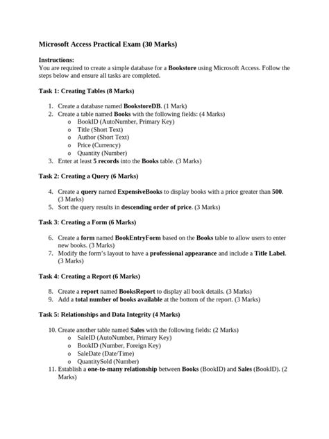 Microsoft Access Practical Exam Pdf