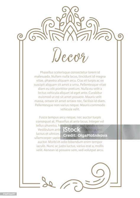 벡터 장식 프레임입니다 디자인 템플릿을 위한 우아한 요소 텍스트를 위한 장소 0명에 대한 스톡 벡터 아트 및 기타 이미지 0명 곡선 골동품 Istock