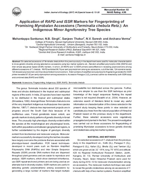 Pdf Application Of Rapd And Issr Markers For Fingerprinting Of