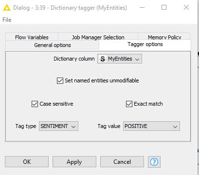 Custom Tagger Options Type And Value For Custom Taggers Knime