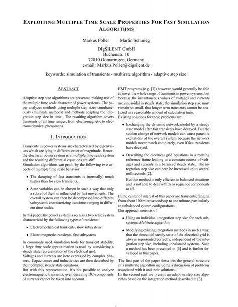 Exploiting Multiple Time Scale Properties For Fast Simulation