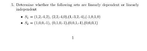Solved 5 Determine Whether The Following Sets Are Linearly