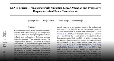 Paper Page Slab Efficient Transformers With Simplified Linear